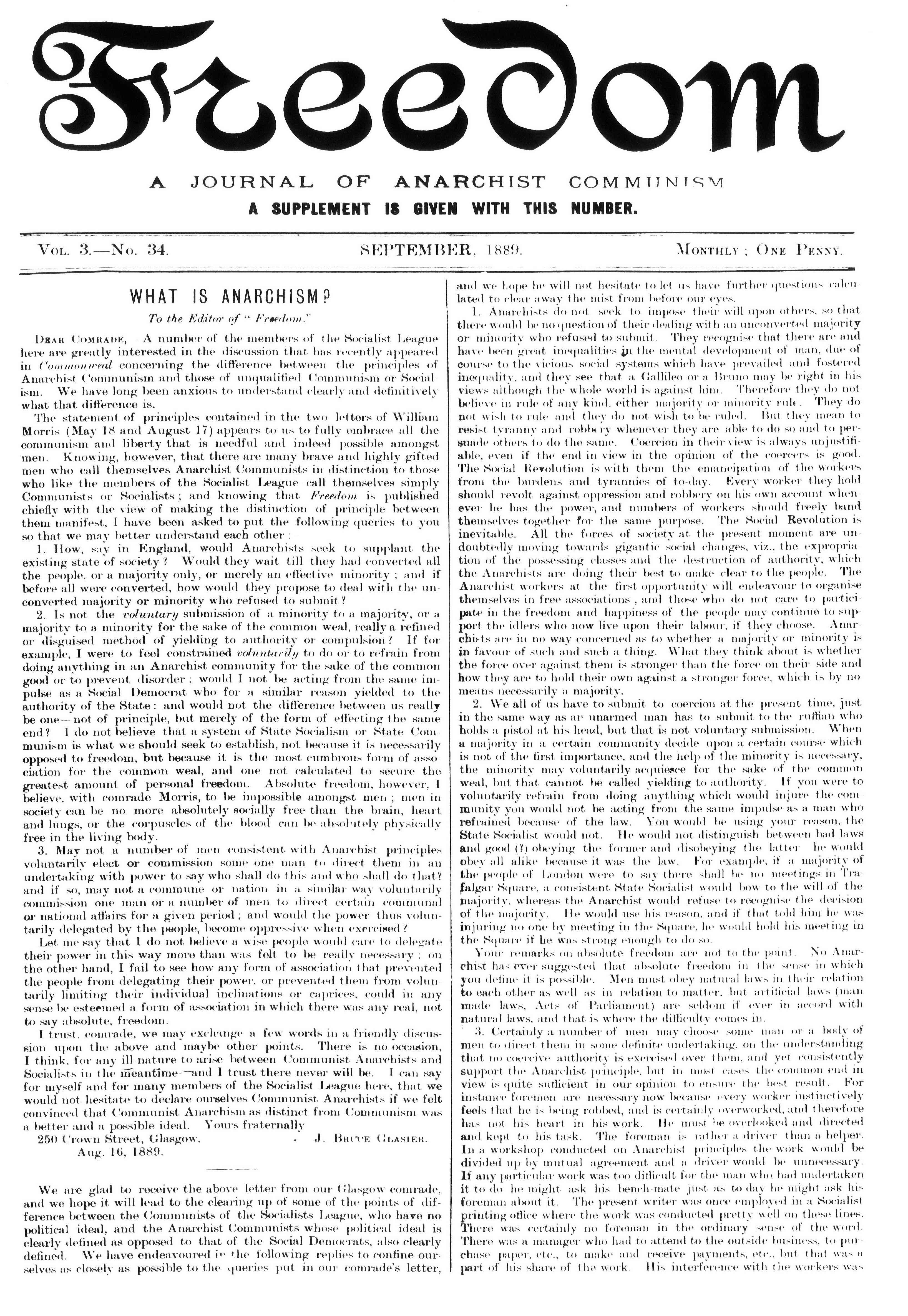 Freedom vol 3. no 34 (September 1889) | libcom.org